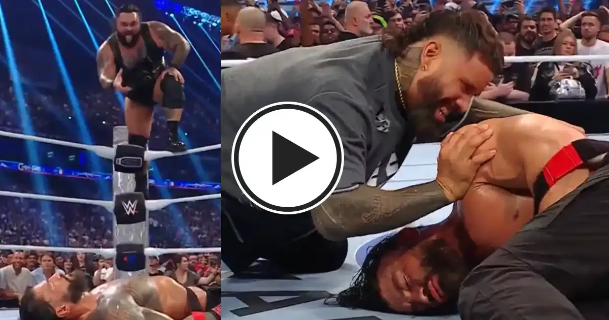 WATCH: Helpless Roman Reigns stretchered out after destructive attack by Bron Breakker and ...