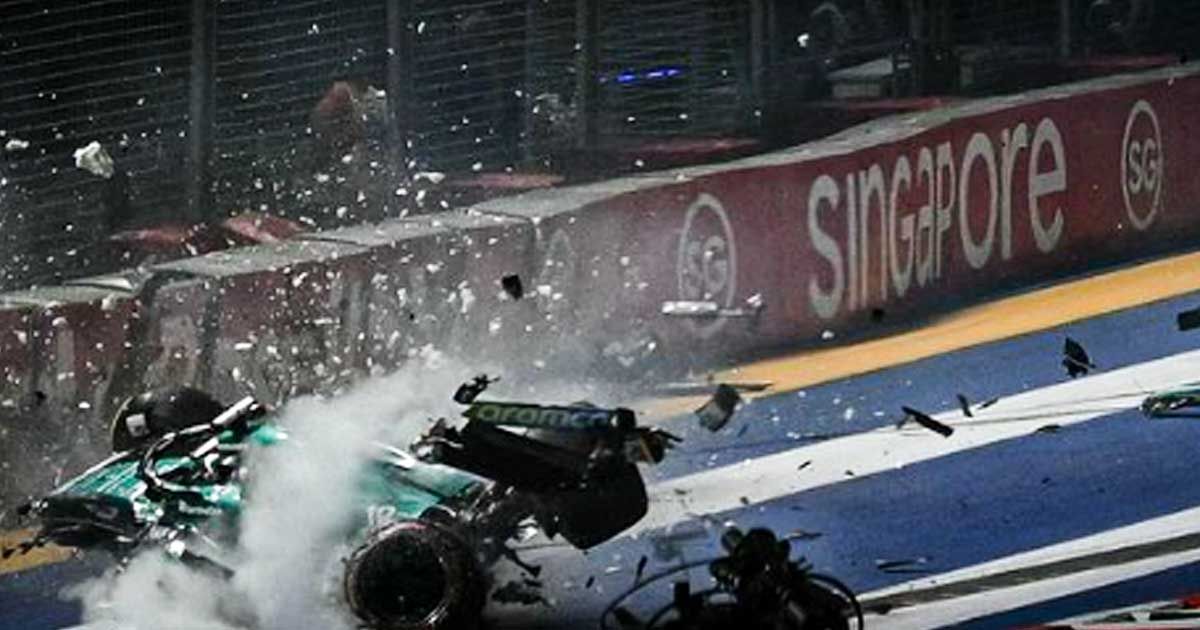 5 Shocking pictures from Lance Stroll's crash at Singapore Grand Prix ...
