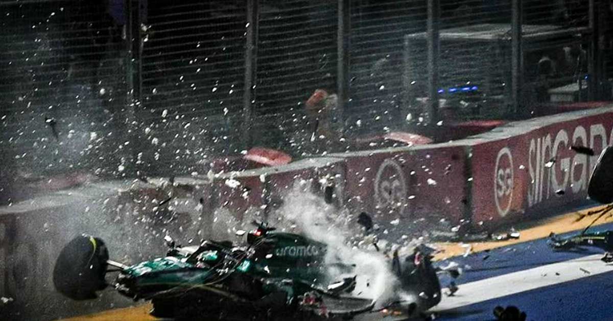 5 Shocking pictures from Lance Stroll's crash at Singapore Grand Prix ...