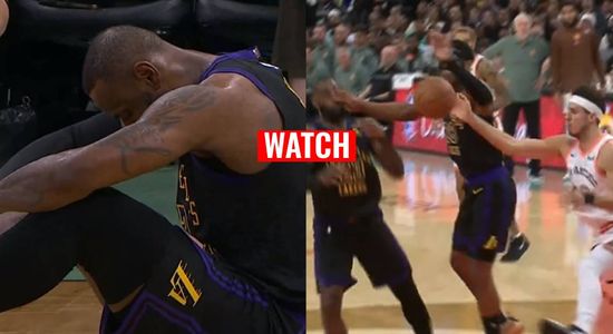LeBron James hit by Rui Hachimura in clash against Spurs